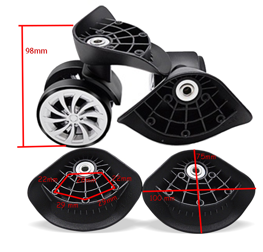 2pcs A57-FSL Universal Heavy Duty Luggage Wheels Replacement - Double ...