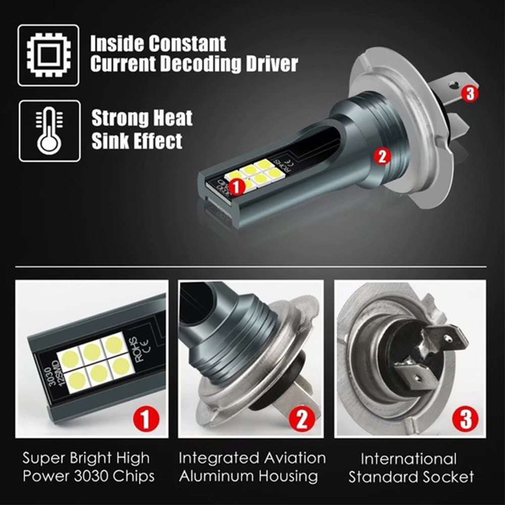 H7 car LED fog lights automatic driving 6500K 8000K 12V | Shopee Philippines