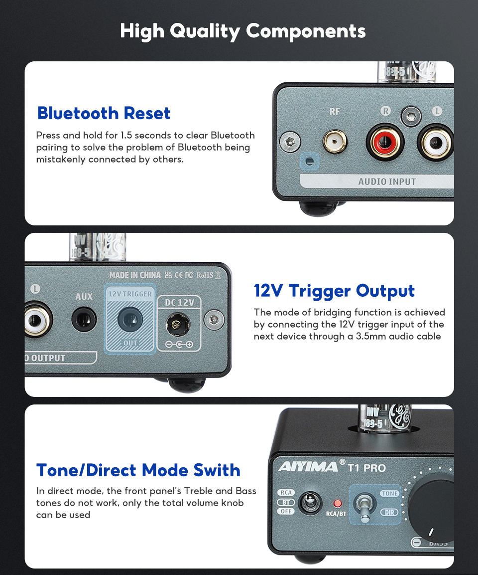 AIYIMA T1 PRO Vacuum Tube Preamplifier Amplifiers Home Audio RCA ...