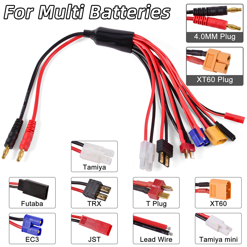 RC Charger Adapter Connector 8 In 1 Charger 4.0mm Banana XT60 TRX ...