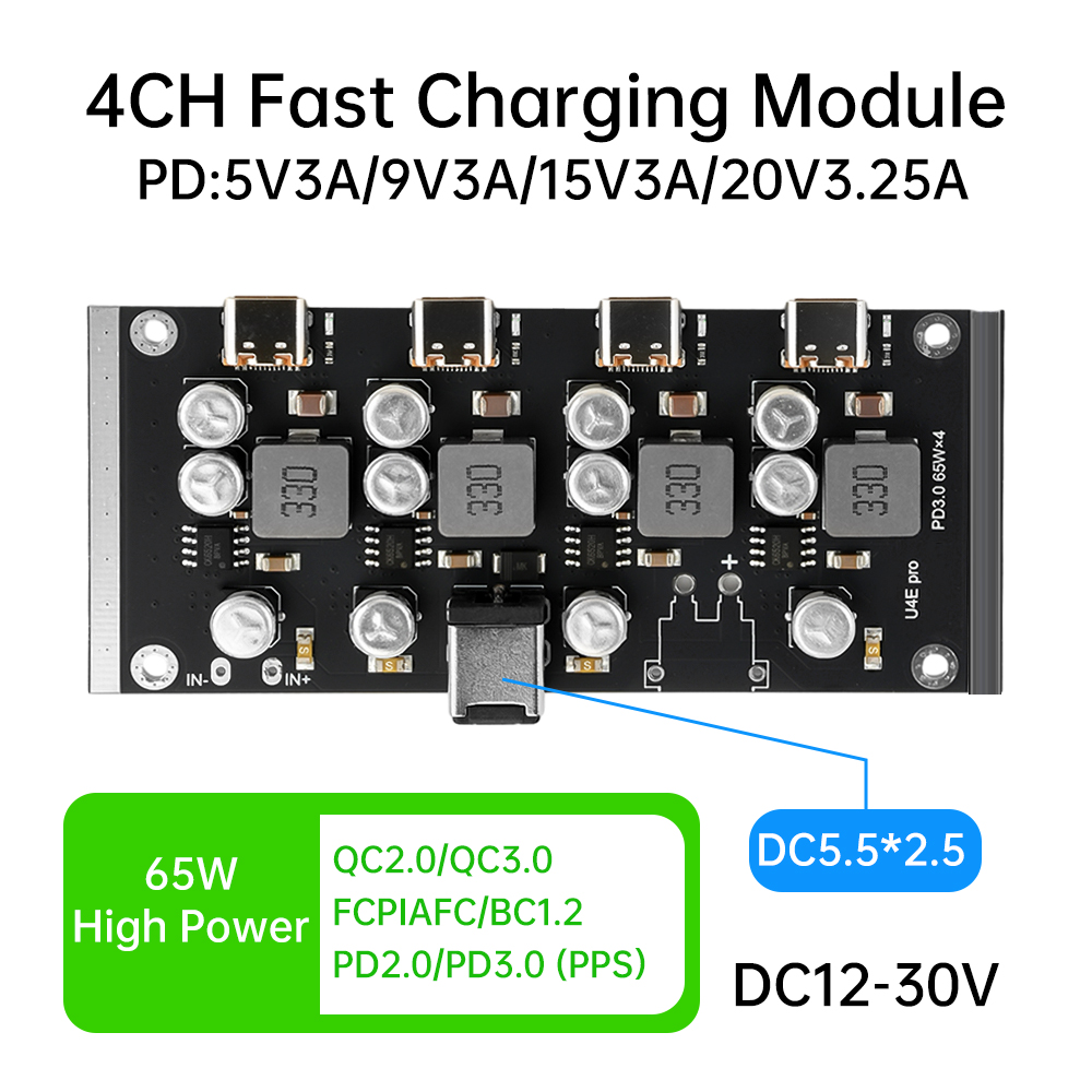 Pcbfun 4-way PD65W Fast Charging Module Type-C Interface Support PD3.0/ ...