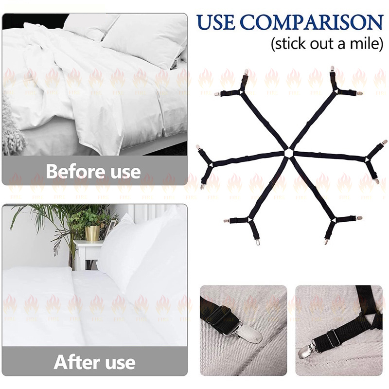 Bed Sheet Clips Adjustable Sheet Straps Suspenders Gripper Fastener 6 ...