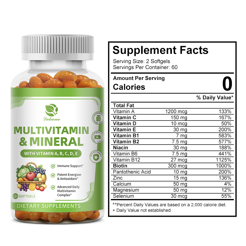 Lukaree Multivitamin Capsules Multiminerals Supplement Vitamins A,B, C ...