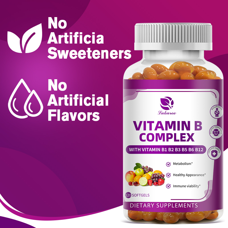 Lukaree Vitamin B Complex Capsules Whole Food Supplement B1 B2 B3 B5 B6 ...