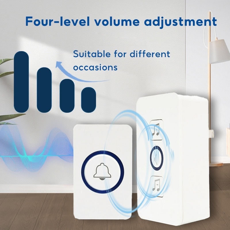 LED Wireless Durable IP44 Waterproof Doorbell 62 Song Bell Ring 300m ...