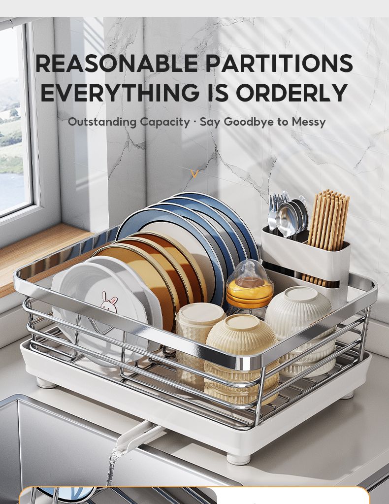 Anti-rust Dish Drainer Kitchen Plates Rack 304 Stainless Steel Basket ...