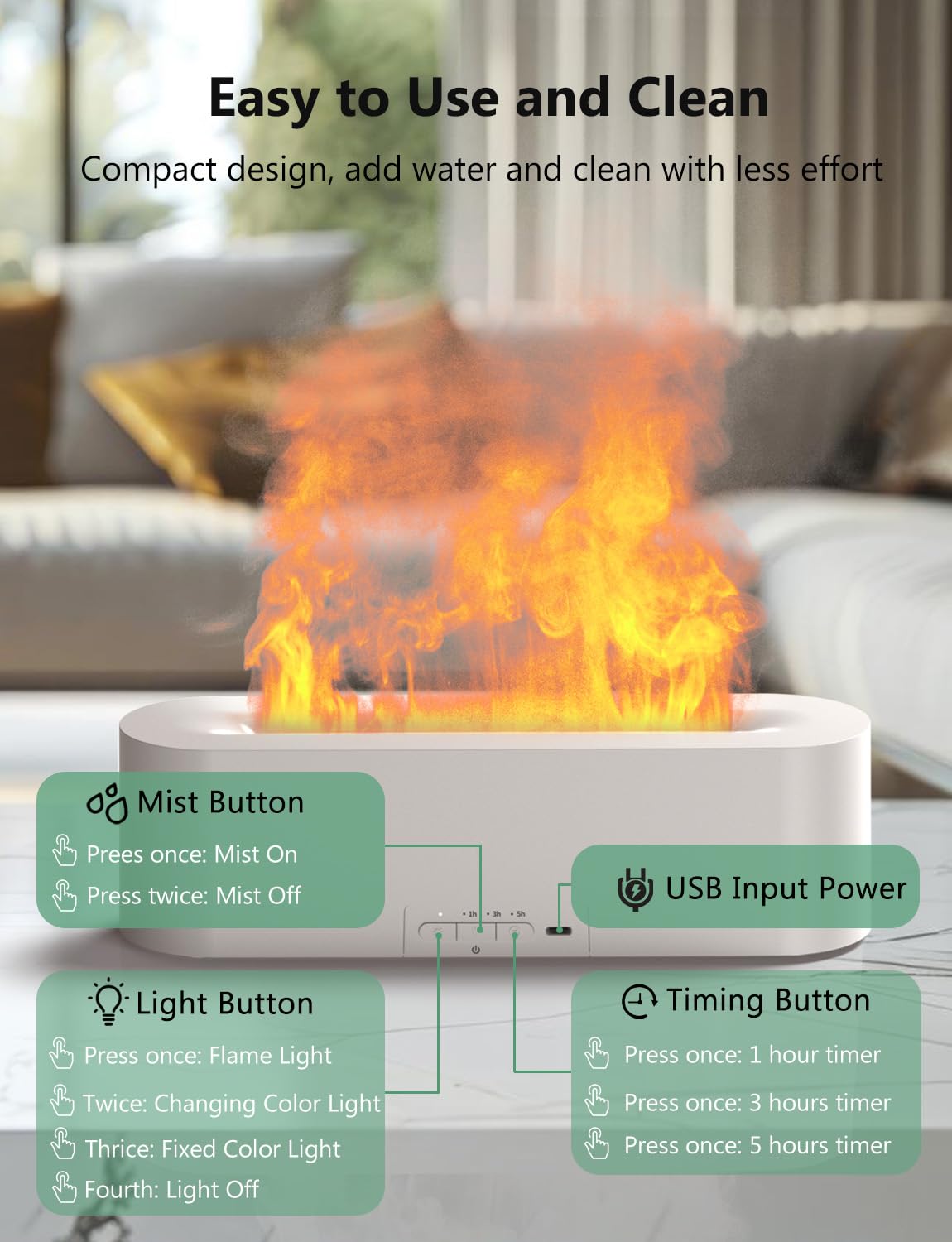 Flame Air Humidifier with Essential Oil Air Diffuser humidifier ...