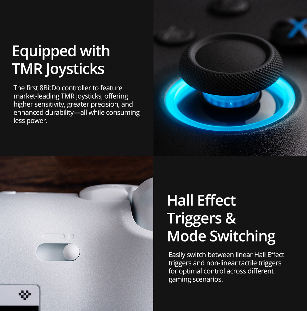 8BitDo New Ultimate 2 Wireless, TMR Joysticks & Hall Effect Triggers ...