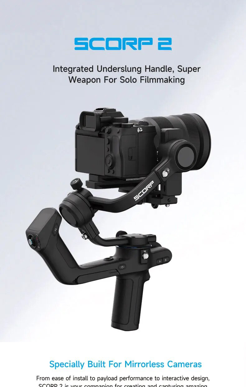 FeiyuTech SCORP 2 Camera Gimbal Stabilizer Built-in AI Tracker Upgrade Joystick Touch Screen for ...