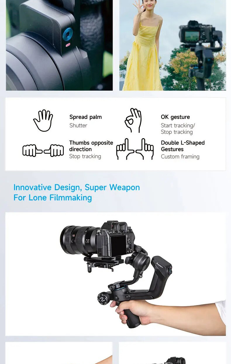 FeiyuTech SCORP 2 Camera Gimbal Stabilizer Built-in AI Tracker Upgrade Joystick Touch Screen for ...