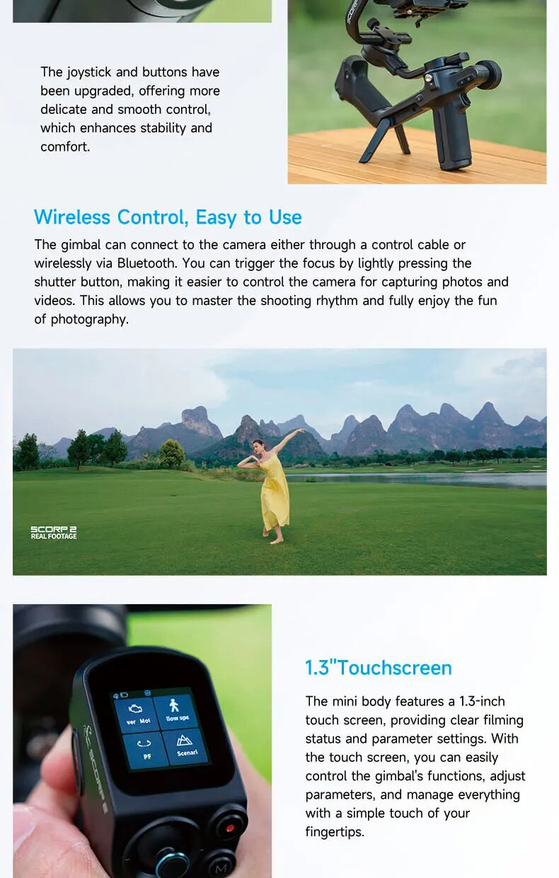 FeiyuTech SCORP 2 Camera Gimbal Stabilizer Built-in AI Tracker Upgrade Joystick Touch Screen for ...