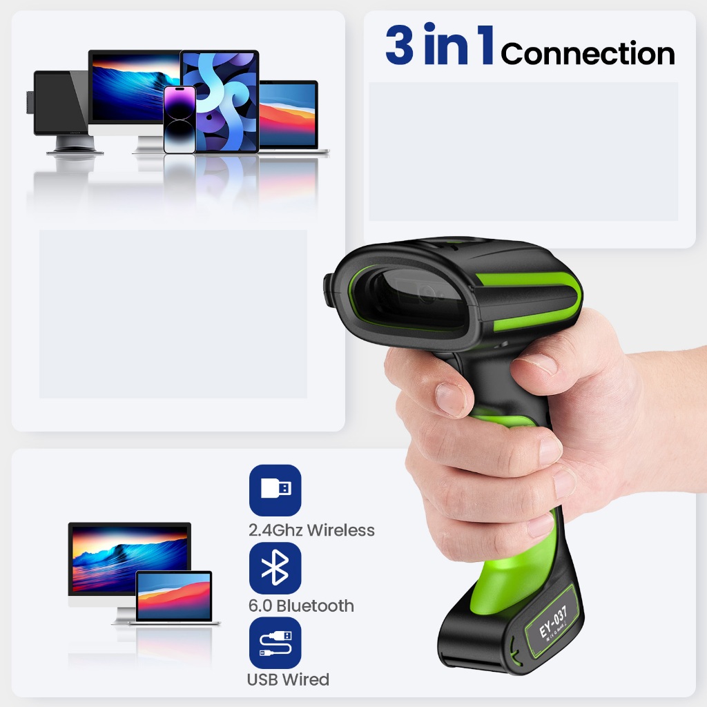 Eyoyo 2D Industrial Barcode Scanner - IP65 Waterproof, Rugged Design ...