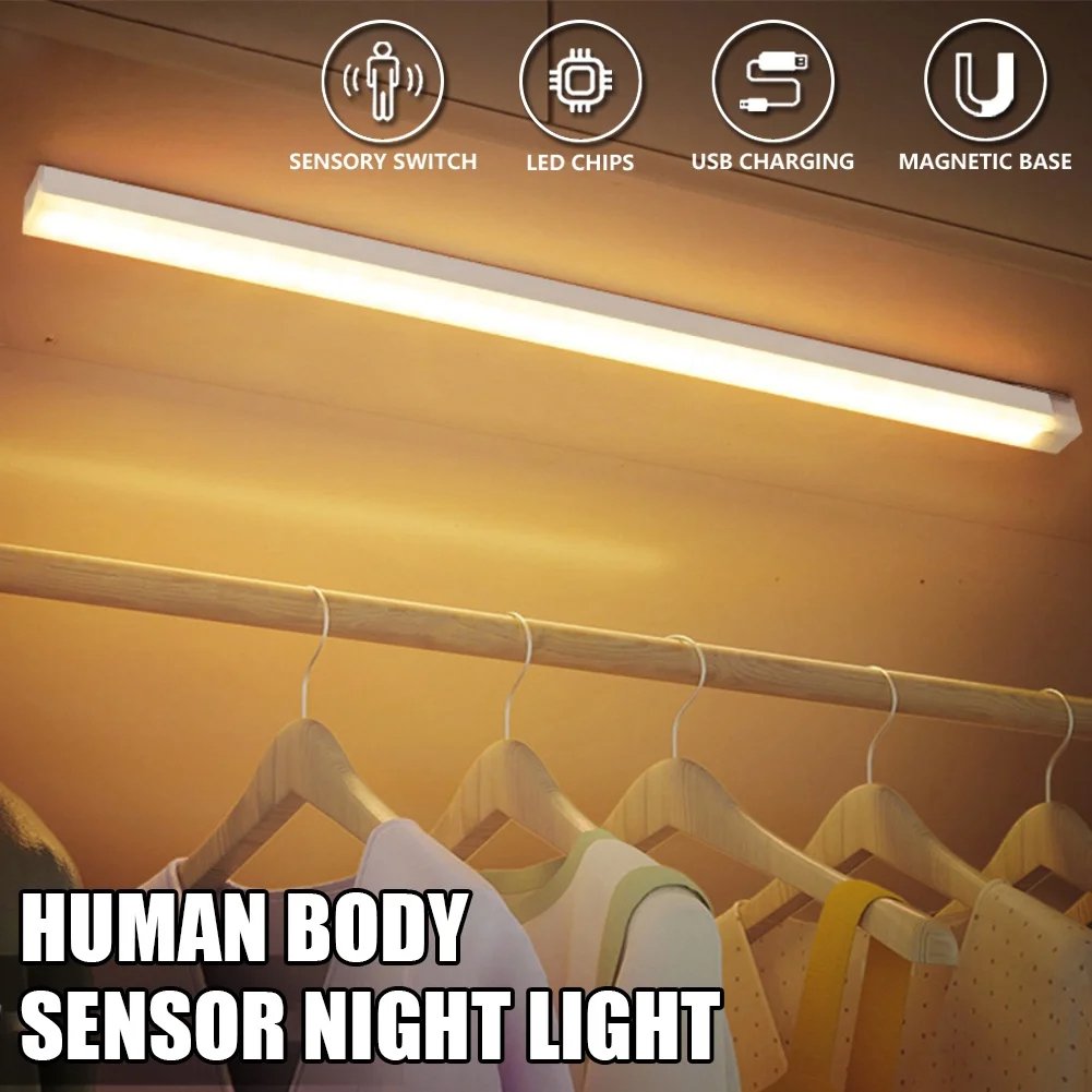 Magnetic Motion-Sensor LED Light Strip - USB Rechargeable, No Drill ...