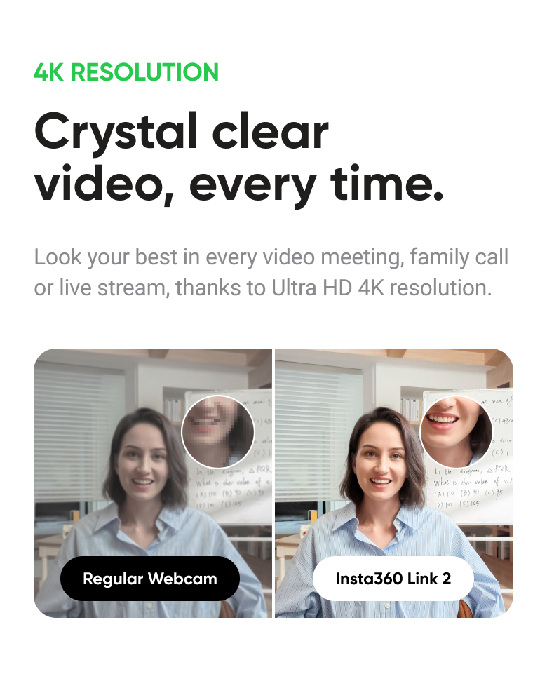 Insta360 Link 2C - 4K Webcam for PC/Mac, 1/2" Sensor, Auto Framing, HDR ...