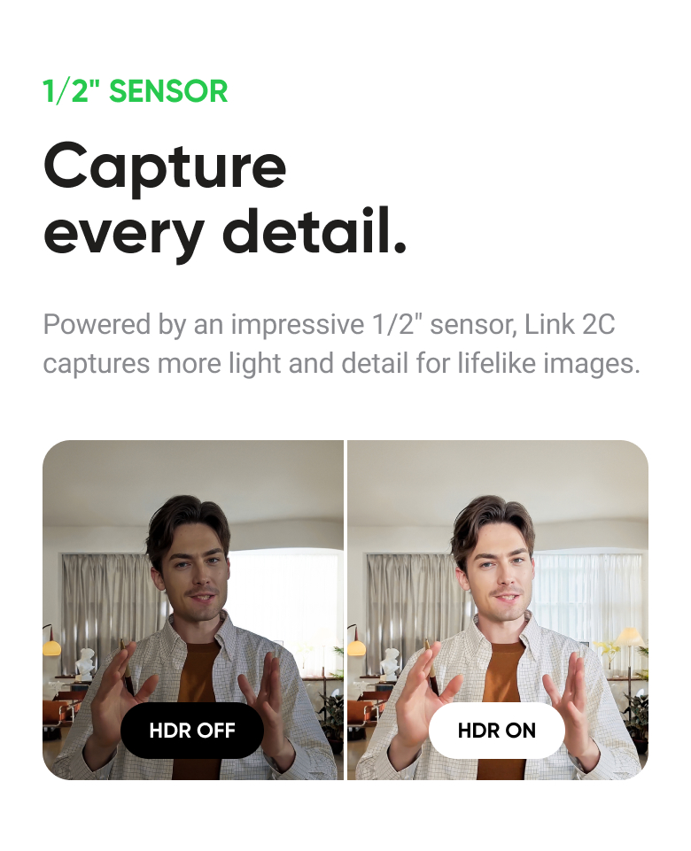 Insta360 Link 2C - 4K Webcam for PC/Mac, 1/2" Sensor, Auto Framing, HDR ...