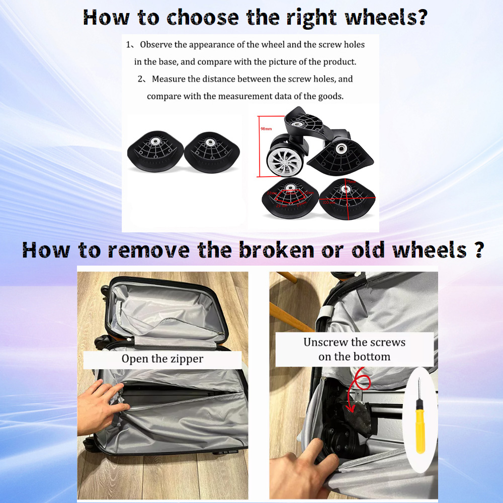 2pcs A57-FSL Universal Heavy Duty Luggage Wheels Replacement - Double ...