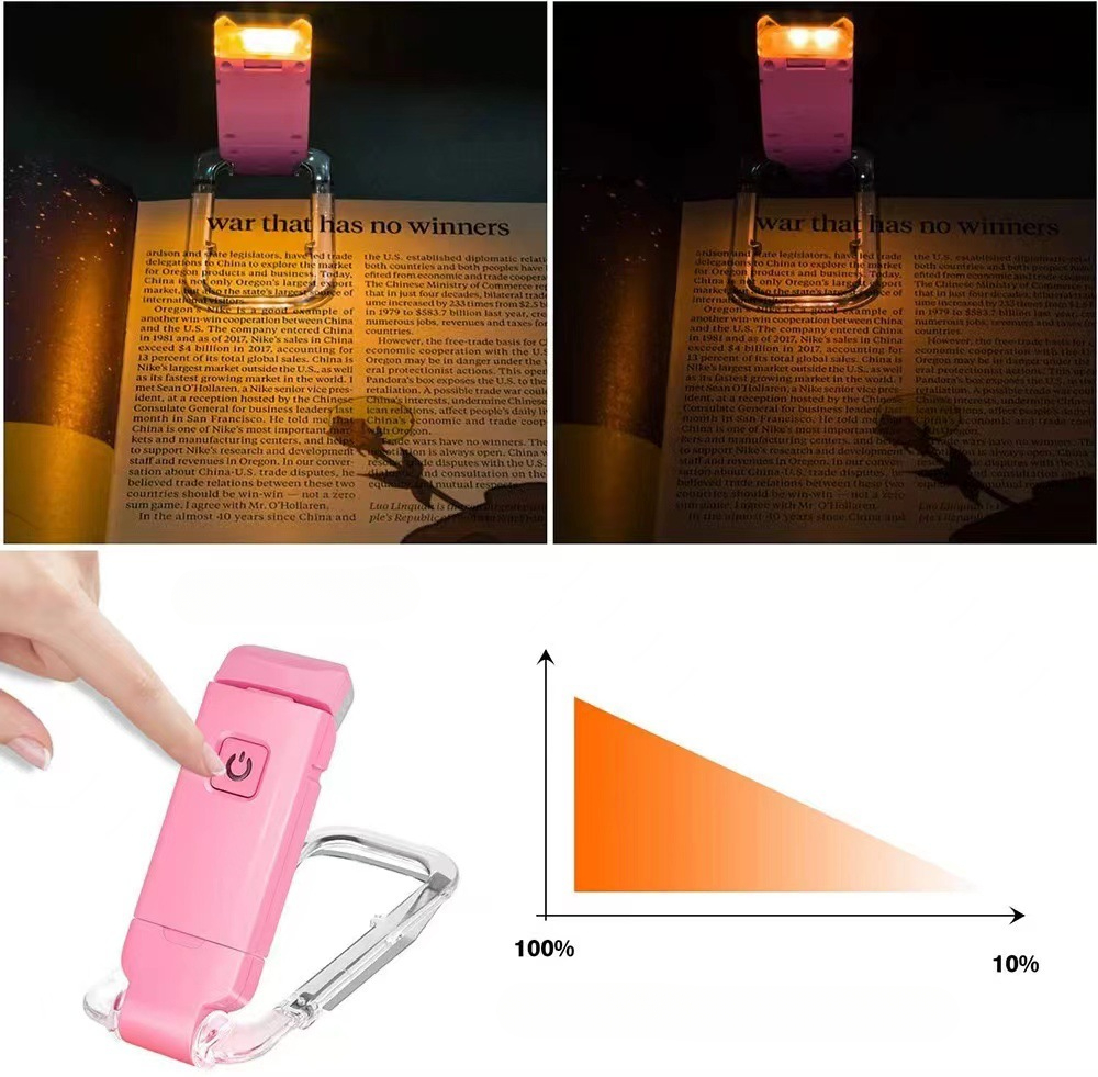 Book Light Clip USB Mini Eye Protecting Portable Rechargeable Foldable ...