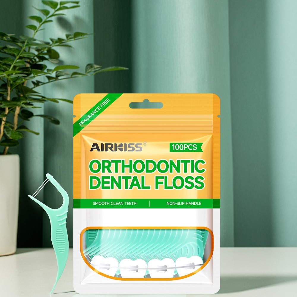 AIRKISS Dental Floss for Braces Stick Double Line Orthodontic Dental ...