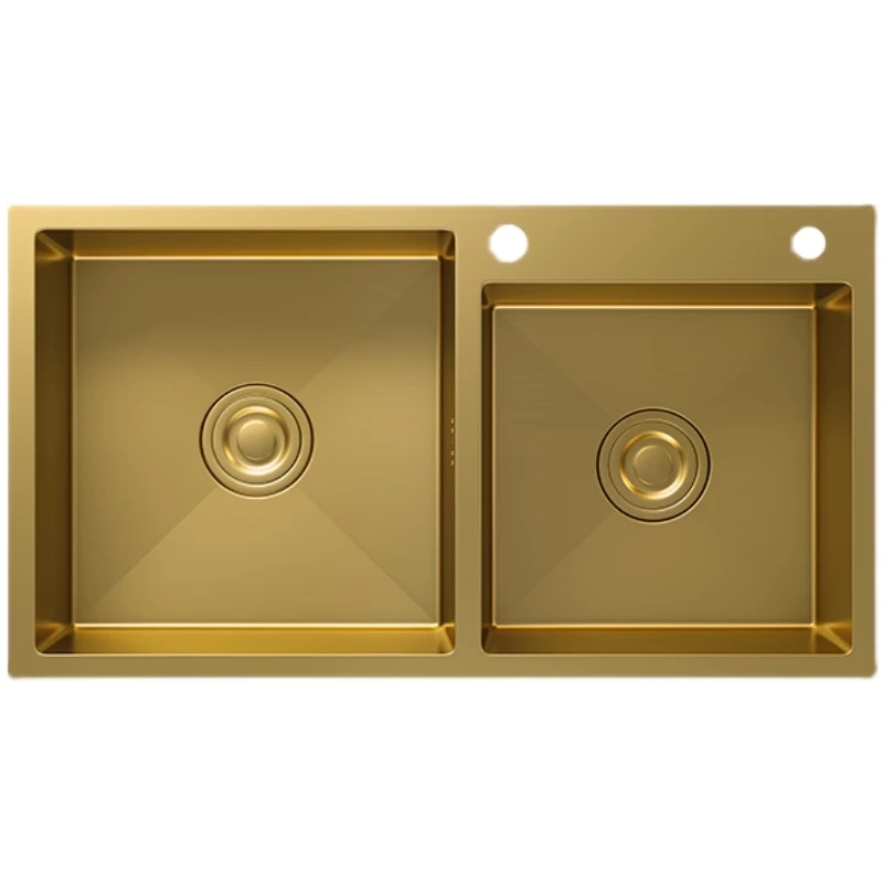 Full new nano gold plated sink Large double tank 304 stainless steel ...