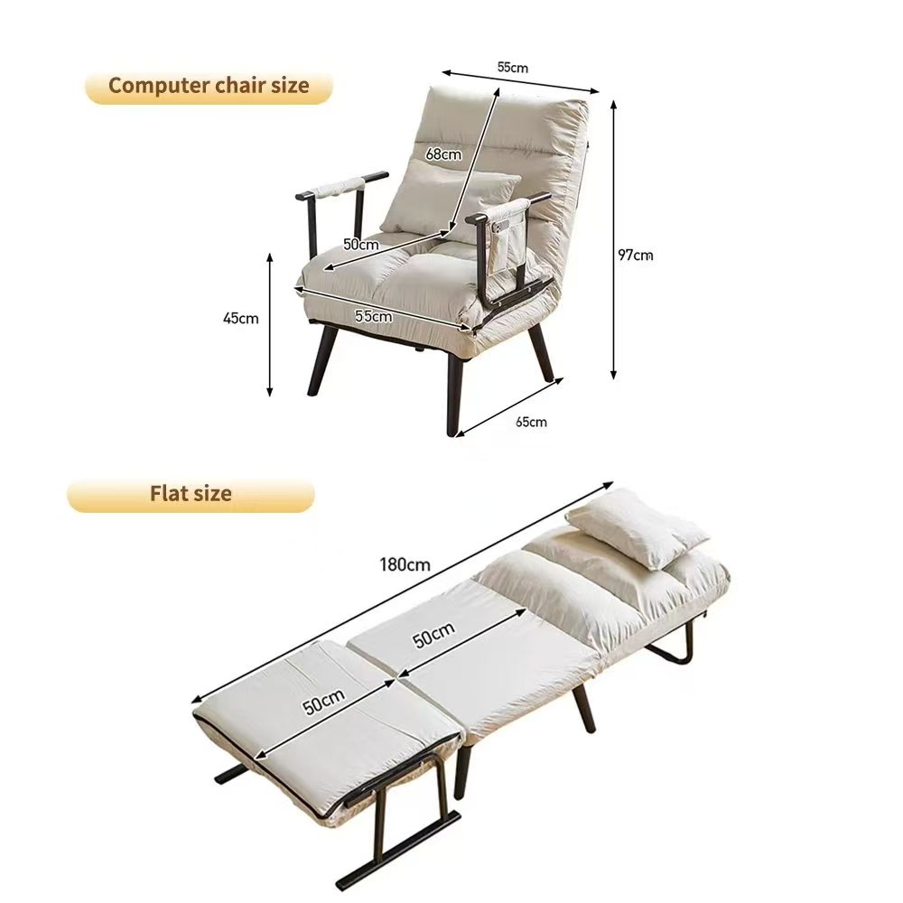 folding recliner single person sofa Office nap bed Portable Foldable ...