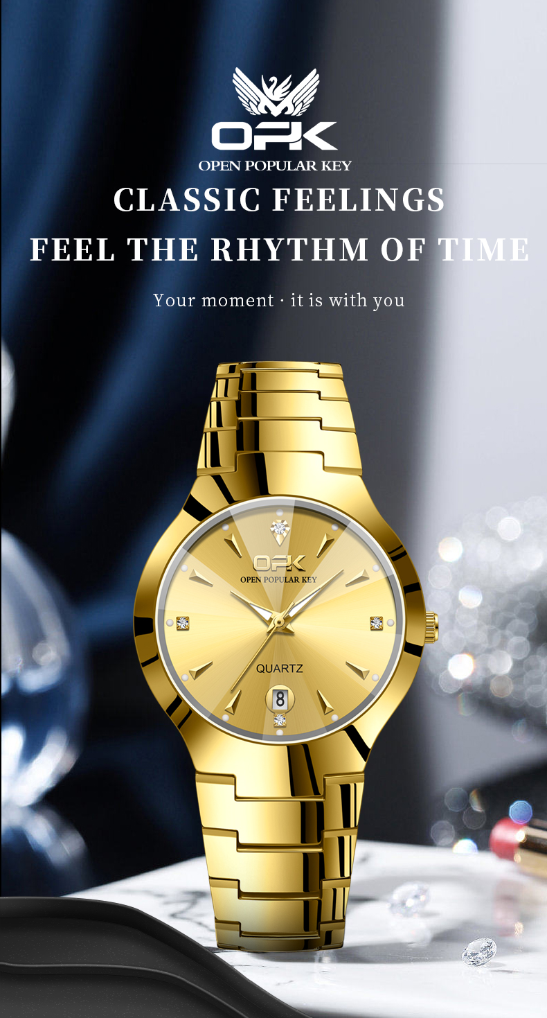 OPK Watch for Men Water Proof Original Stainless Steel Quartz Luminous ...
