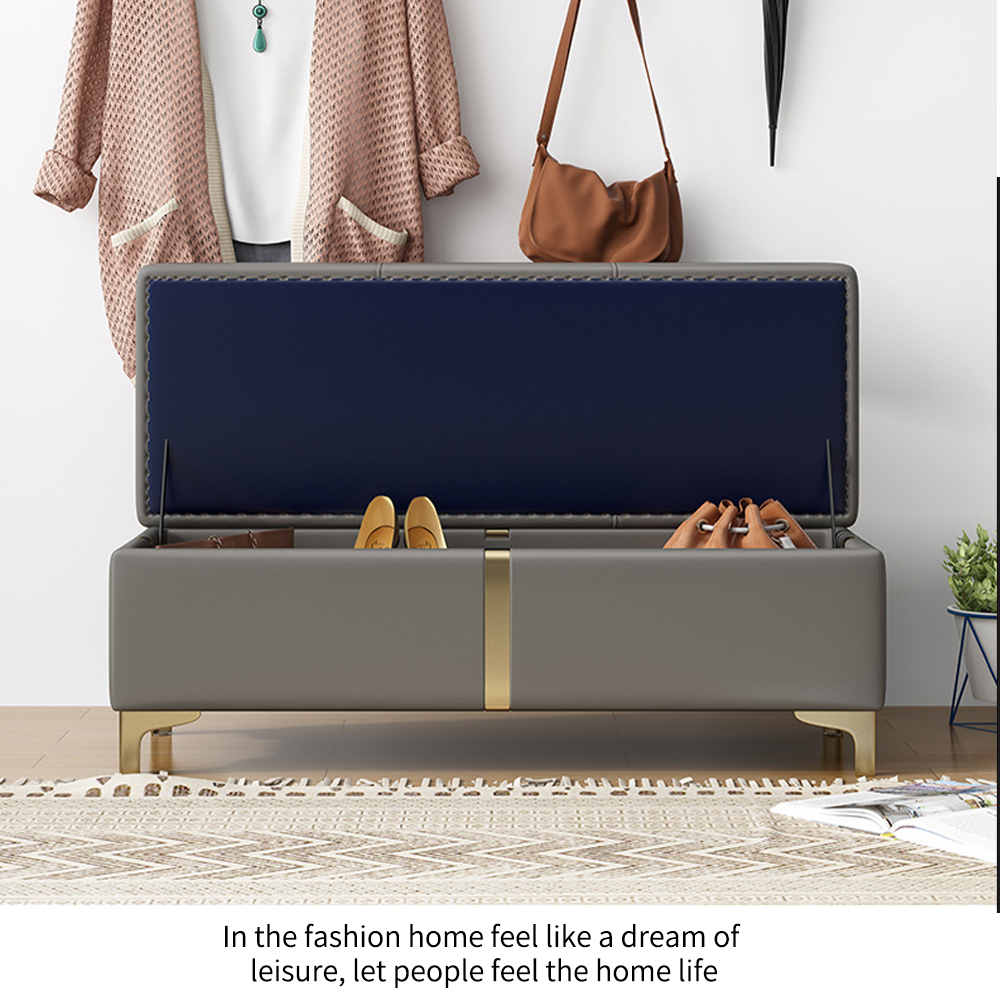 Storage Box Stool Chair Waterproof Leather Footstool Multi-purpose ...