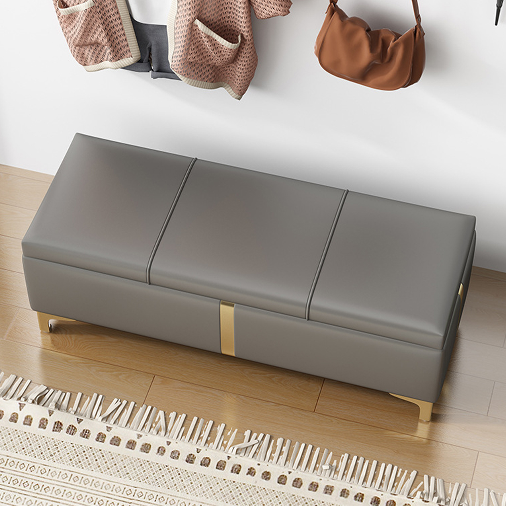 Storage Box Stool Chair Waterproof Leather Footstool Multi-purpose ...