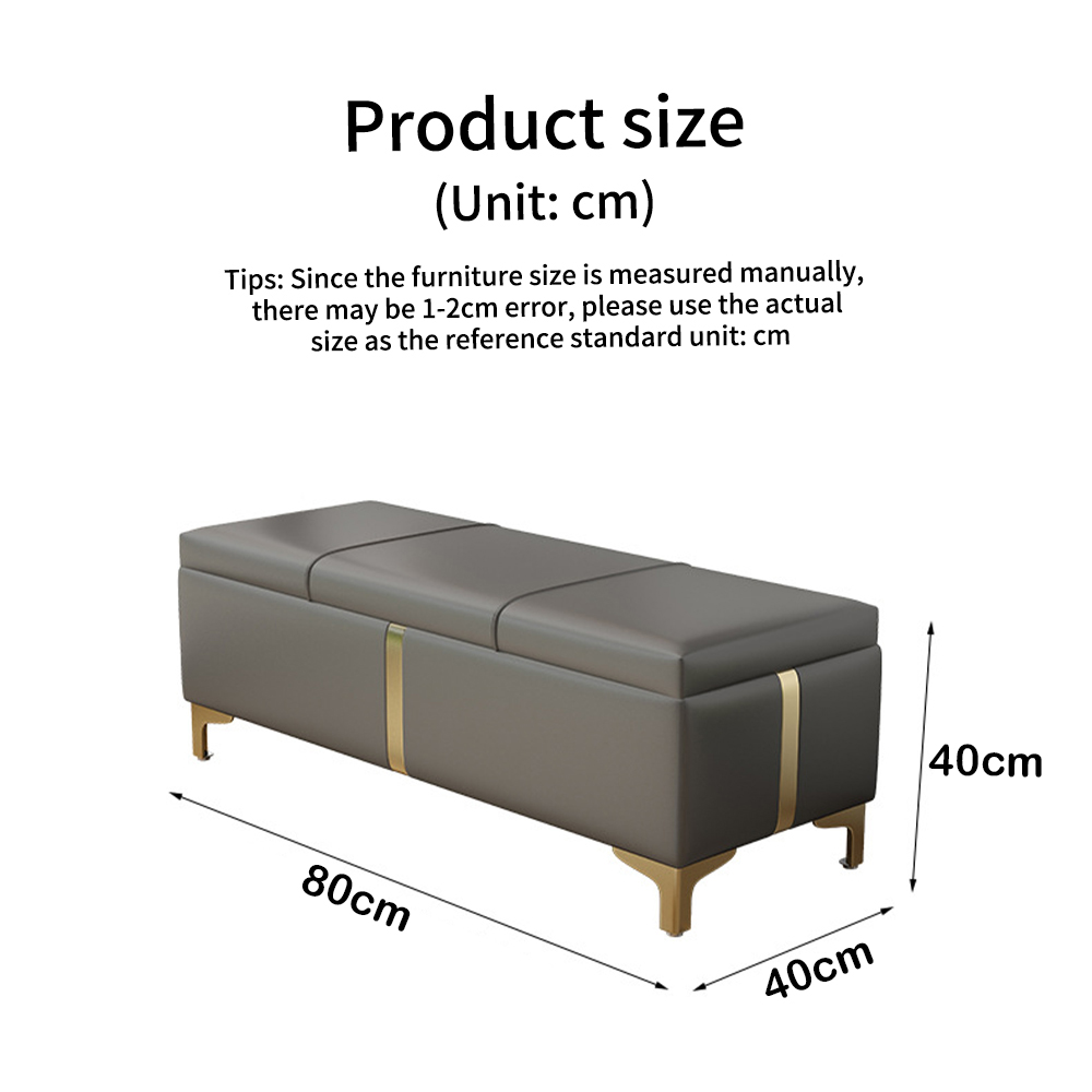 Storage Box Stool Chair Waterproof Leather Footstool Multi-purpose ...