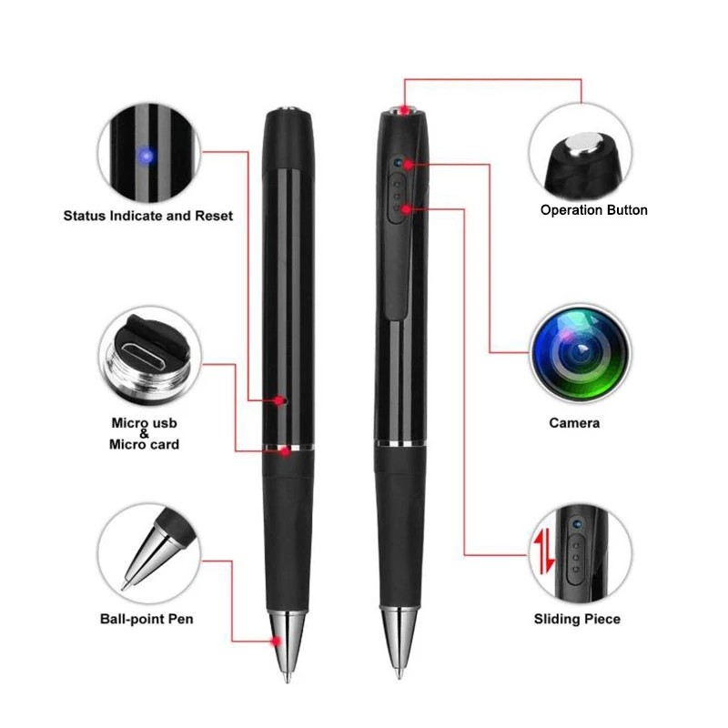 Hd 1080p Mini Camera Spy Camera Hidden Pen Type Camera Wearable ...