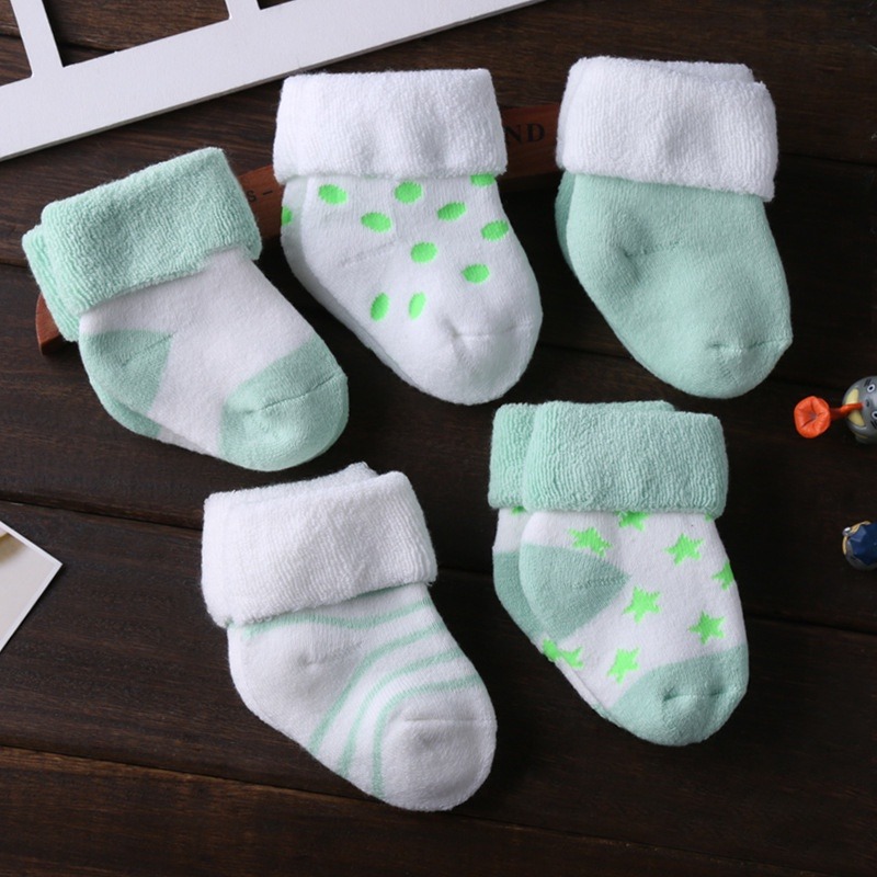 5Pairs Baby Socks For Newborn Boy Girl Babies 0-12 Months Pure Socks ...