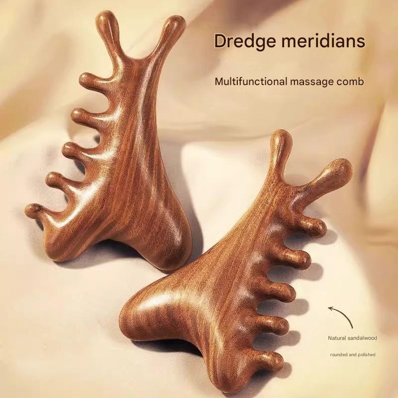 4 in 1 Sandalwood Massage Comb Scalp Body Meridian Comb Anti-static ...