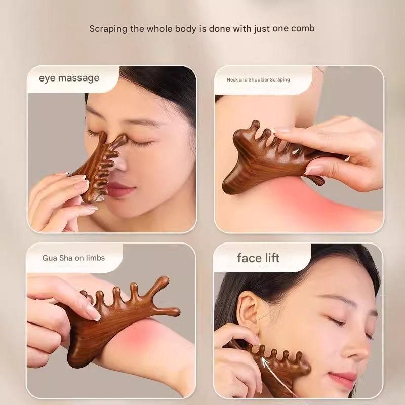 4 in 1 Sandalwood Massage Comb Scalp Body Meridian Comb Anti-static ...