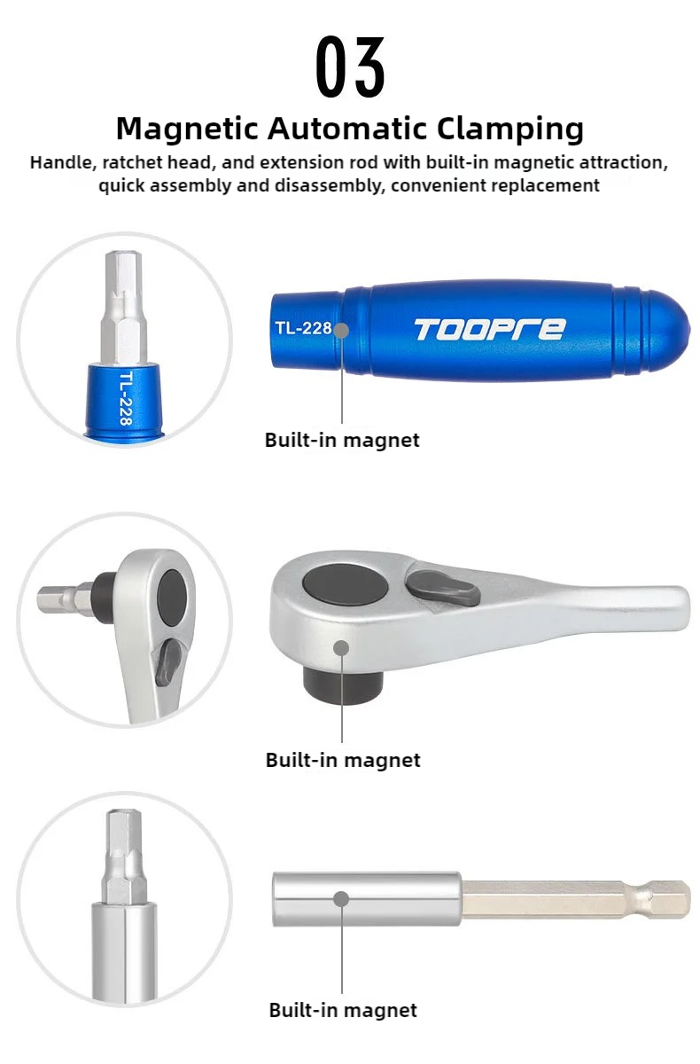 TOOPRE Bicycle Ratchet Wrench Set Mini Portable Multi functional Small ...