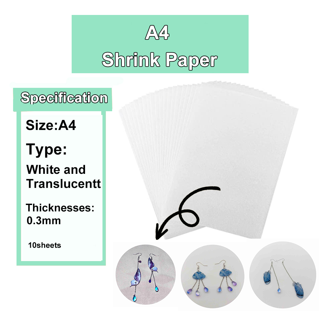 10 Sheets 20Sheets Translucent & White Shrinky Shrink Sheets Film Paper ...