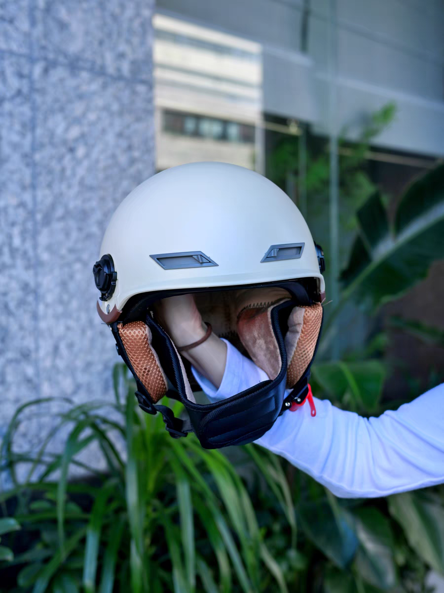 Retro motorcycle helmet 3/4 half open safety helmet for men and women ...