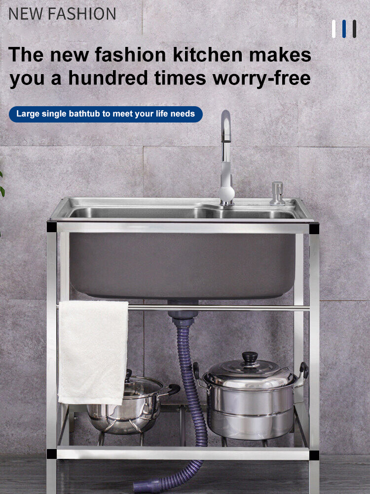 【High quality】 304 Stainless Steel Sink with stand lababo stainless ...