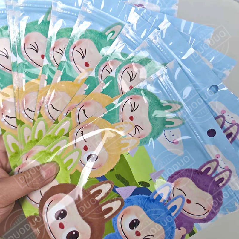 100pcs Cute Popmart Labubu Flat Foil Pouch Heat Sealable Blind Bag Four ...