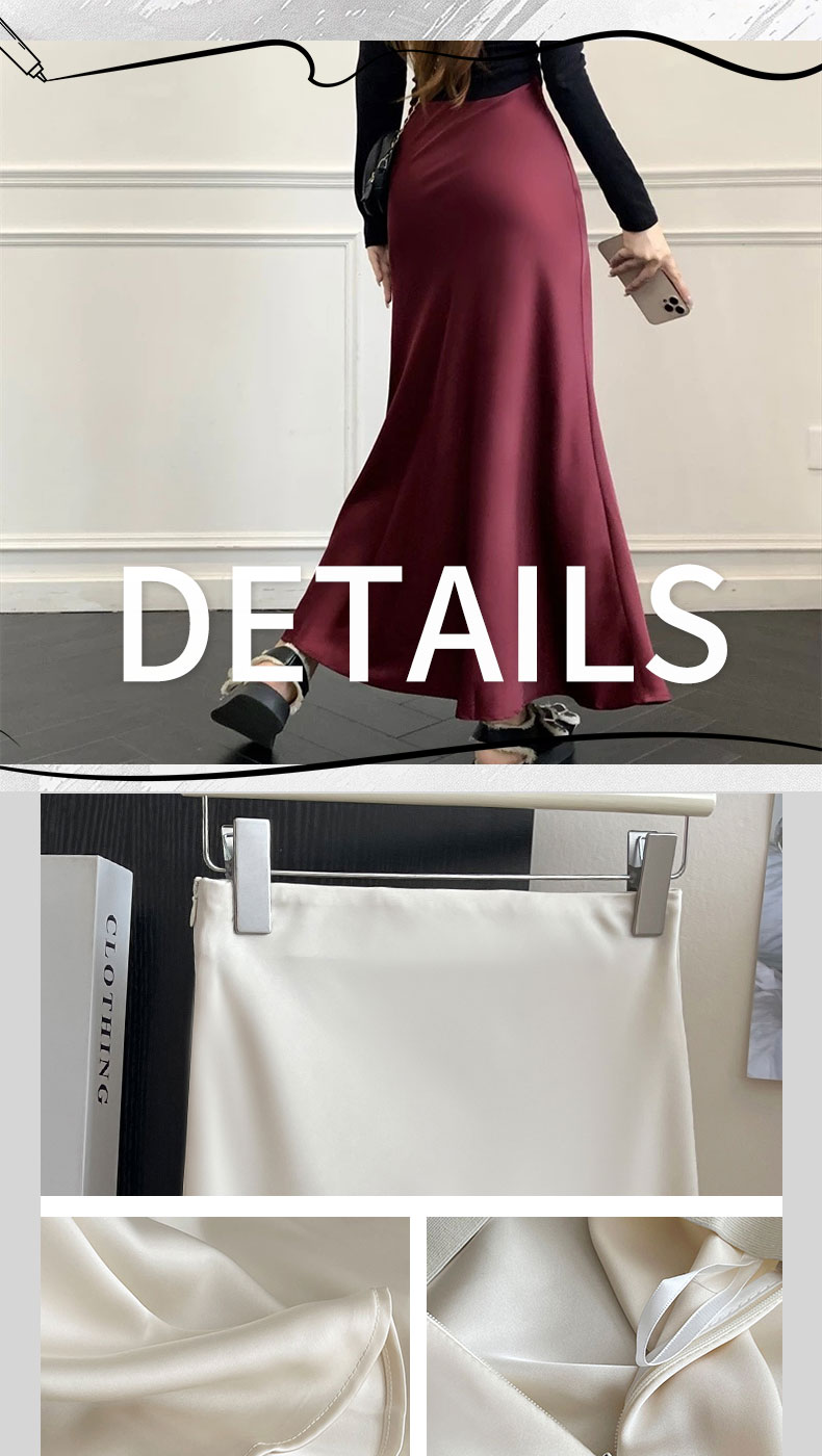 9 COLOR S-XL Korean Casual A-line Satin Palda Mermaid Wrap Long Skirt for Woman Highwaist No ...