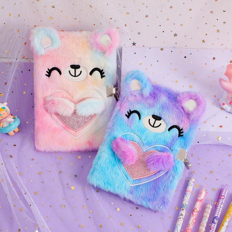 80 sheets A5 Notebook with lock Student A5 diary Cartoon bear notebook Girl's account book Gift ...