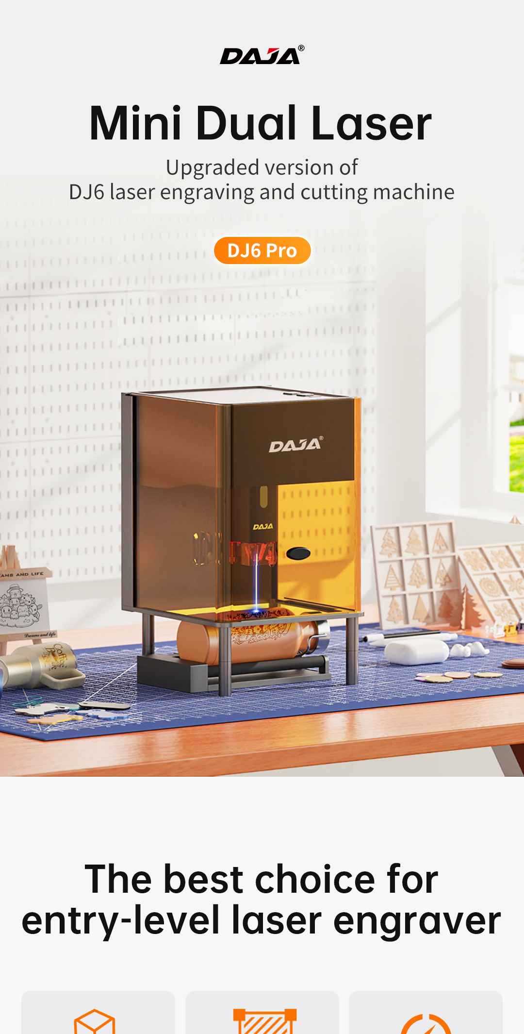 DAJA DJ6 Pro Laser Engraver with Higher Columns Portable Laser Engraving Machine Kits for DIY ...