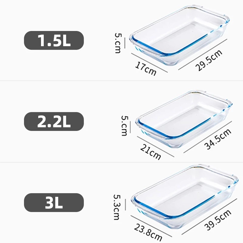 Home Microwaveable Glass Baking Dish Glass Pan Cooking Dish Rectangular ...