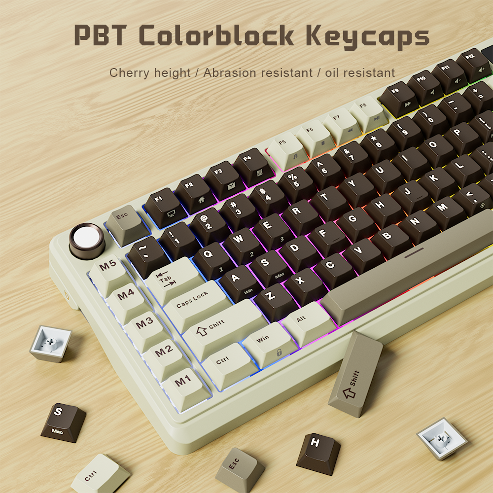 Royal Kludge RK L75 Mocha Grey 85 Key Diy Tri-Mode RGB Wired Bluetooth 2.4G Wireless Mechanical ...