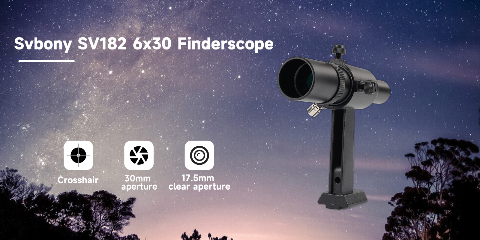 SVBONY SV182 Finder Scope 6x30 Metal Body with Crosshair and Bracket ...