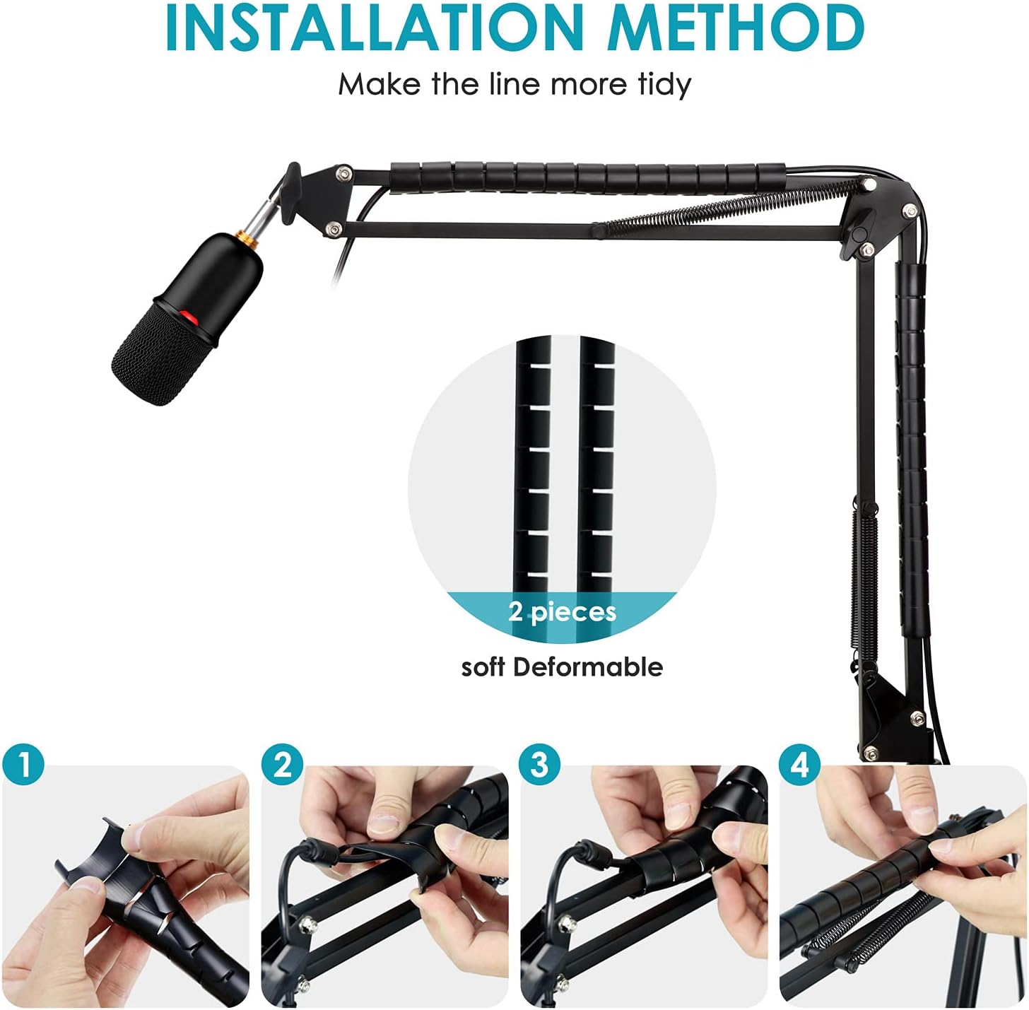 Wanjason Mic Stand for HyperX Solocast Microphone, Upgraded Boom Arm ...