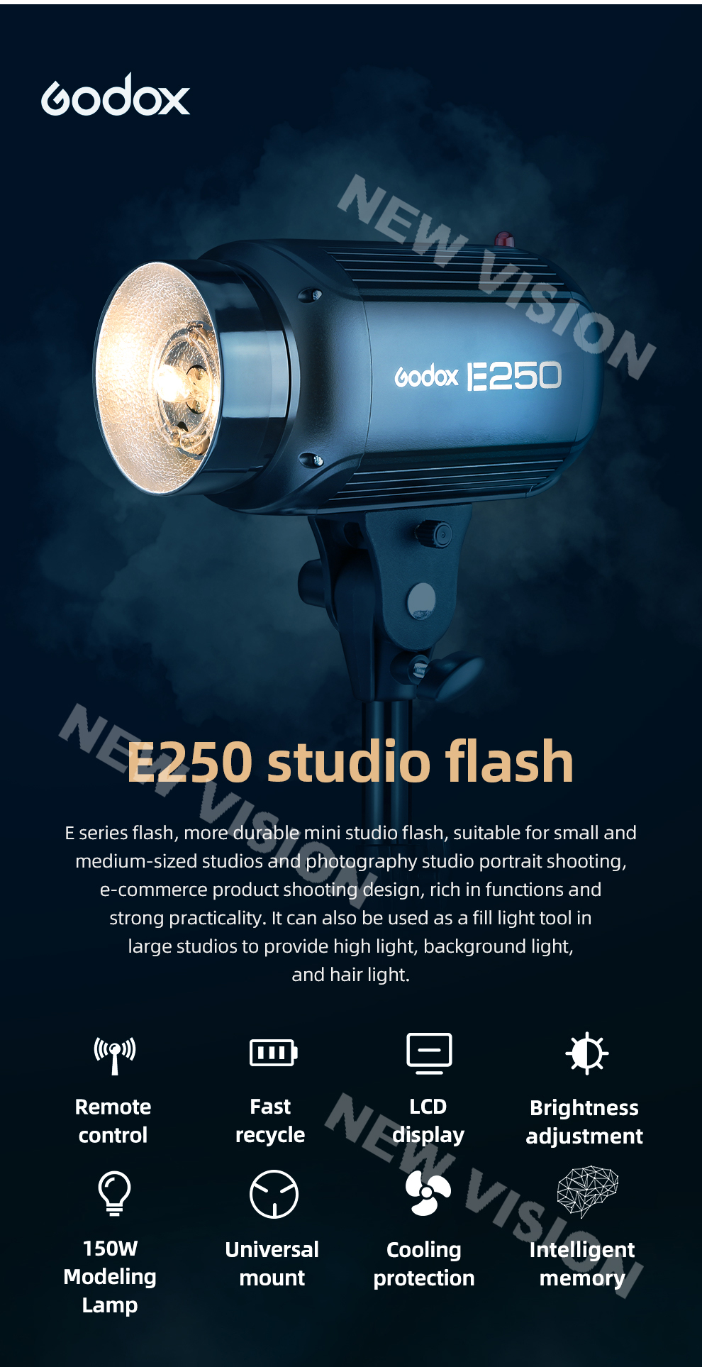 Godox E250 250Ws Studio Flash kit, Light Stand With 50*70cm Softbox+AT ...