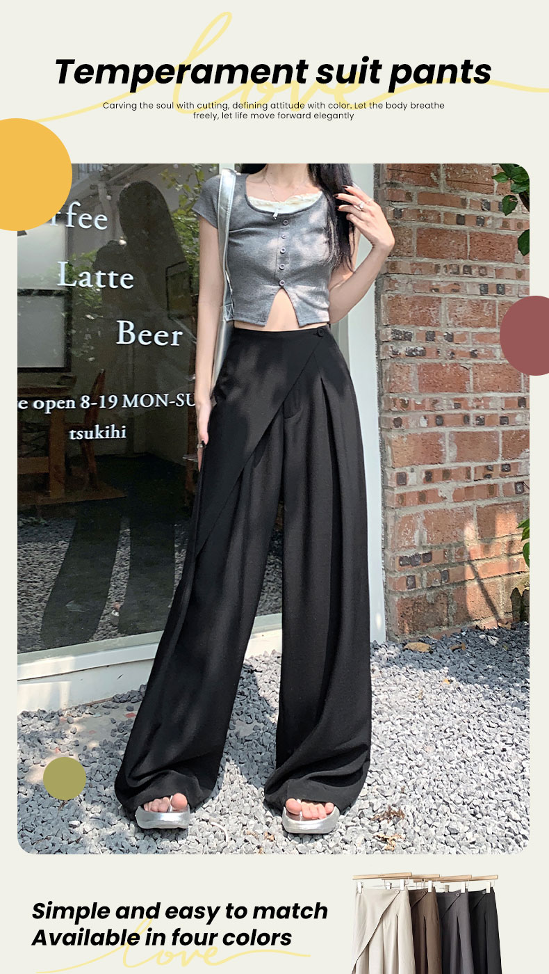 Plus Size S-2XL Women's Square Pants High Waist Wide Leg Trousers ...