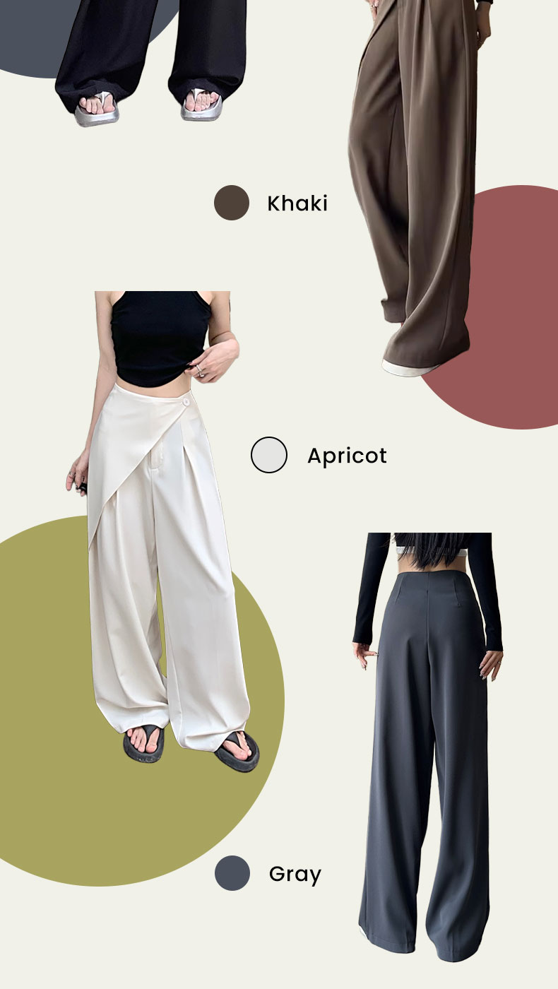 Plus Size S-2XL Women's Square Pants High Waist Wide Leg Trousers ...
