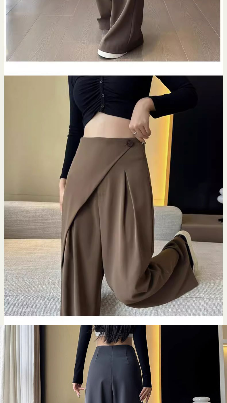 Plus Size S-2XL Women's Square Pants High Waist Wide Leg Trousers ...
