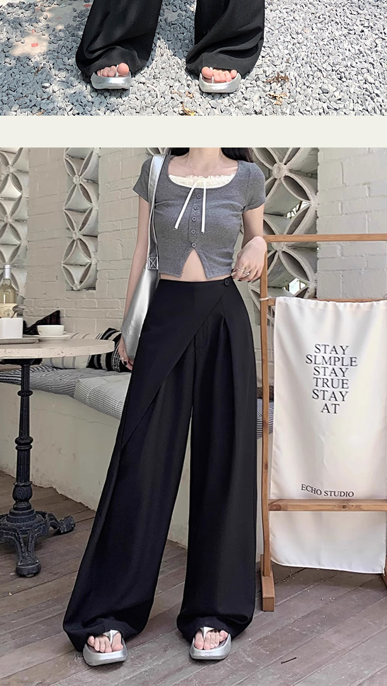Plus Size S-2XL Women's Square Pants High Waist Wide Leg Trousers ...