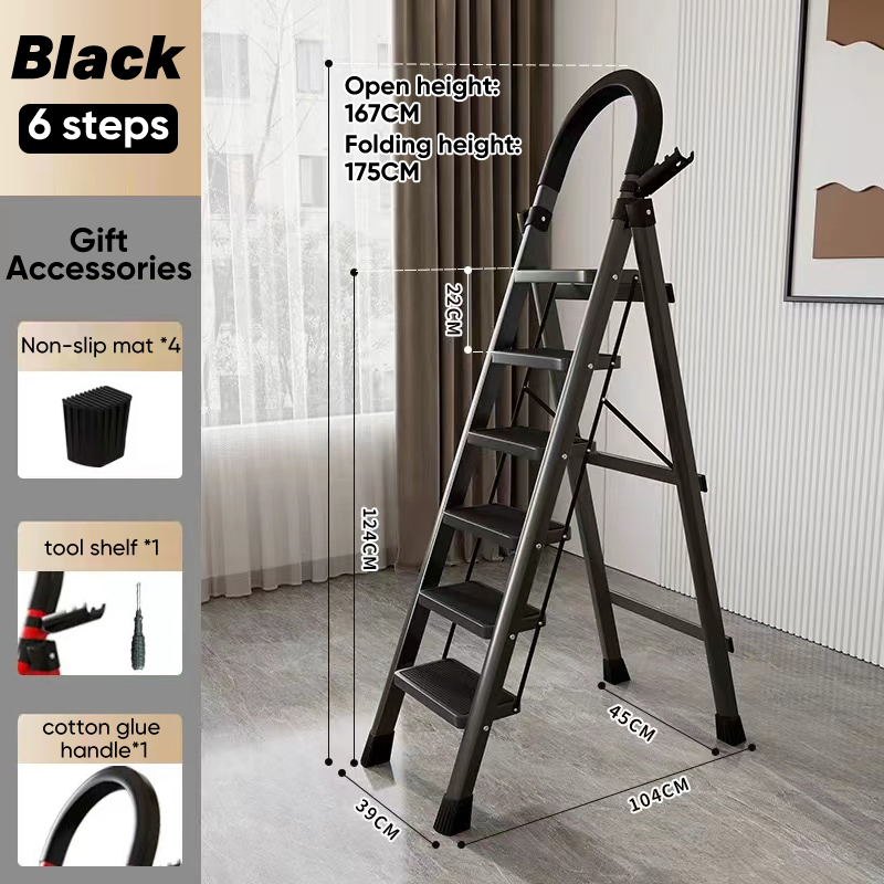 Shall Ladder Foldable Aluminum Carbon Steel Thicker Ladder 4/5/6 steps ...